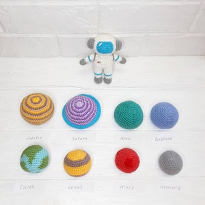 Solar System Learn, Crochet Stuffed Planets: Earth, Jupiter, Uran, Mars ...