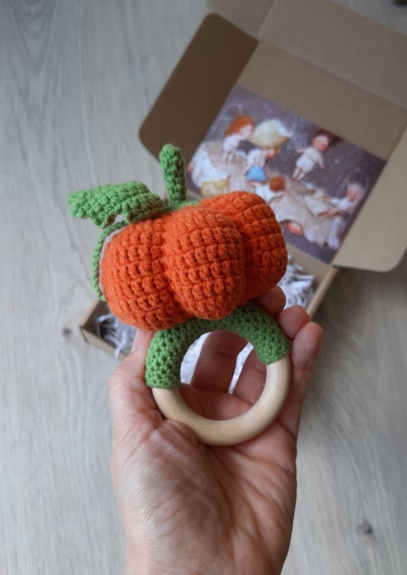 Pumpkin Baby Rattle Crochet Halloween Baby Shower Favors 1st - Etsy