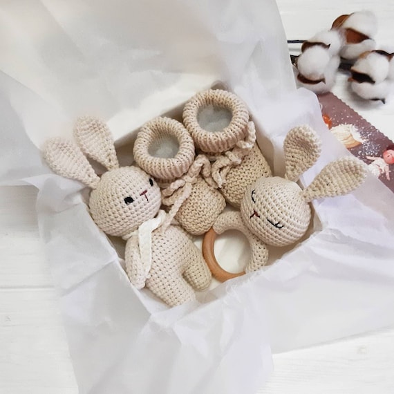Bunny Baby Neutral Basket: Stuffed Animal Bunny Gender | Etsy