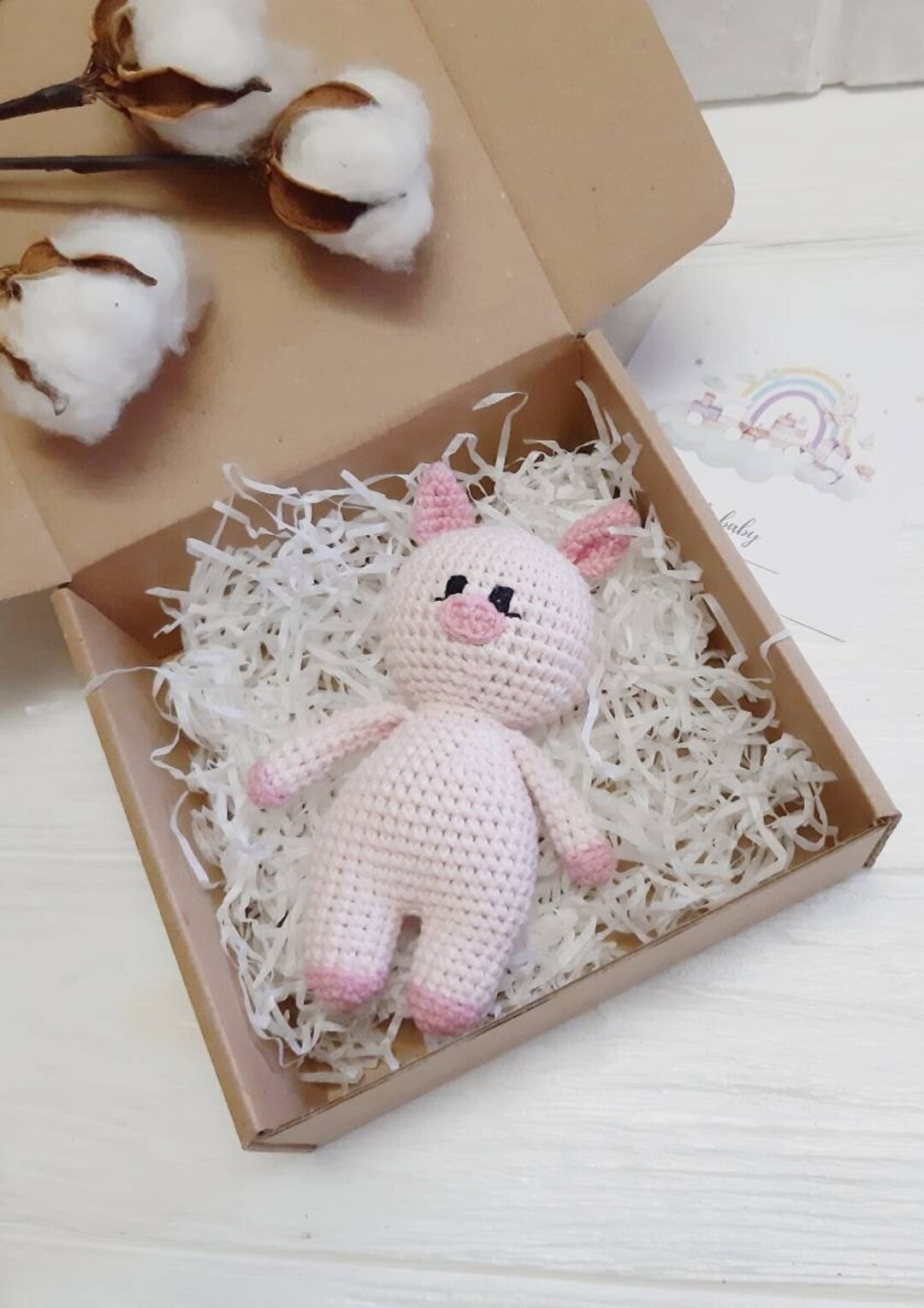 Crochet Pig Baby Gift, Farm Baby Shower, Farm Baby Toy, Stuffed Pig Toy ...