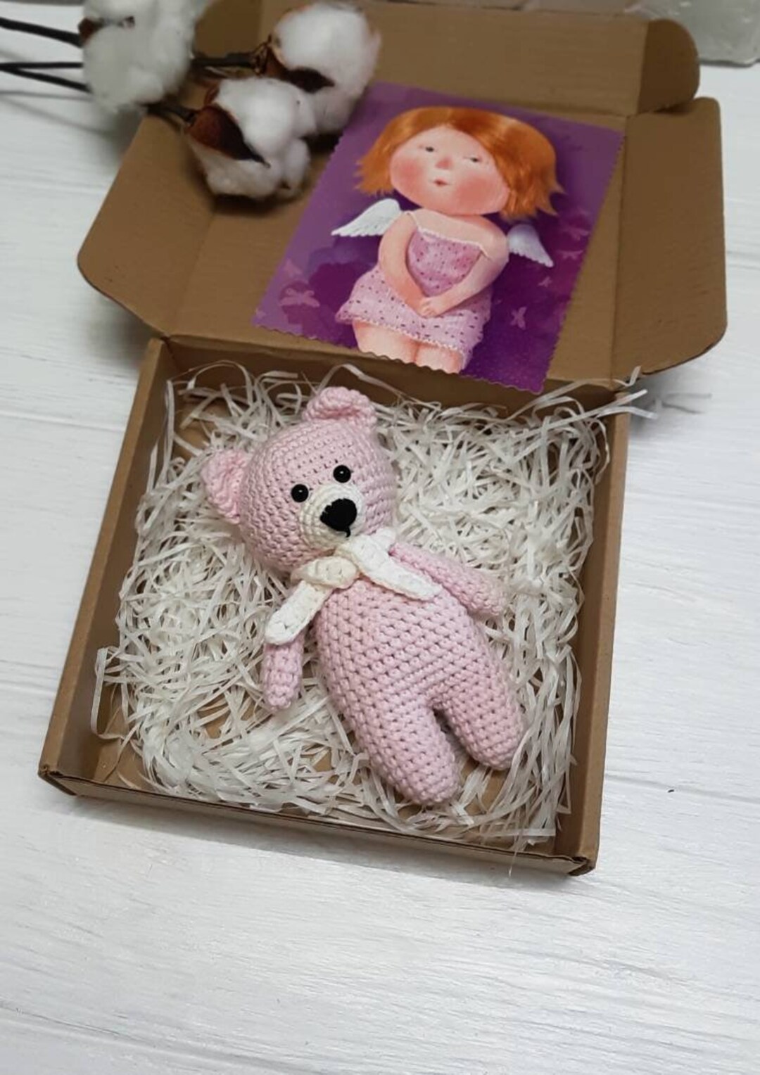 Tiny Pink Teddy Bear Girl, Handmade Teddy Bear Stuffed Animal Toy ...