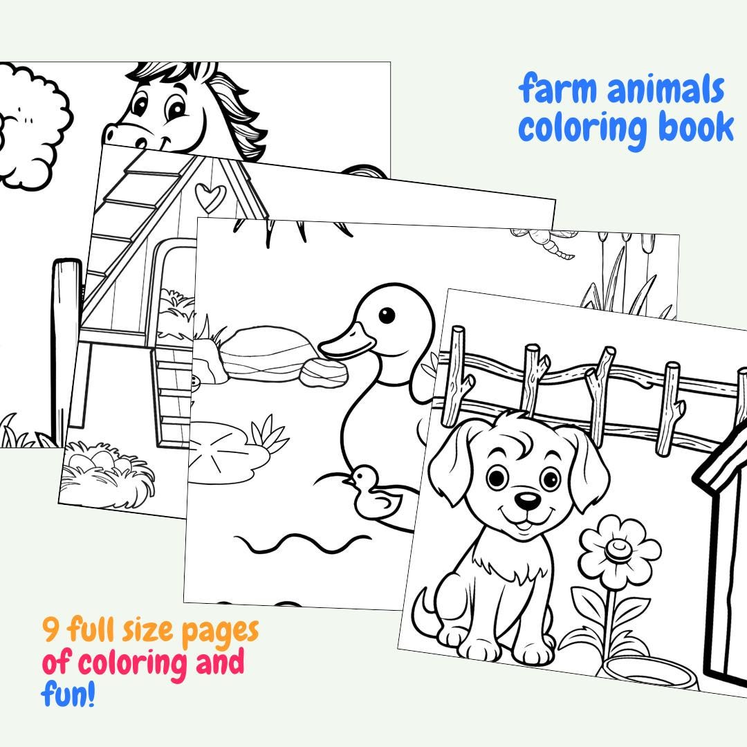 Farm Animals Coloring Book - Etsy