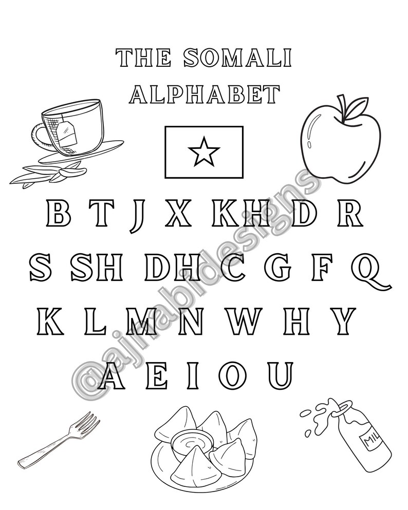 Somali Alphabet Coloring Book - Etsy
