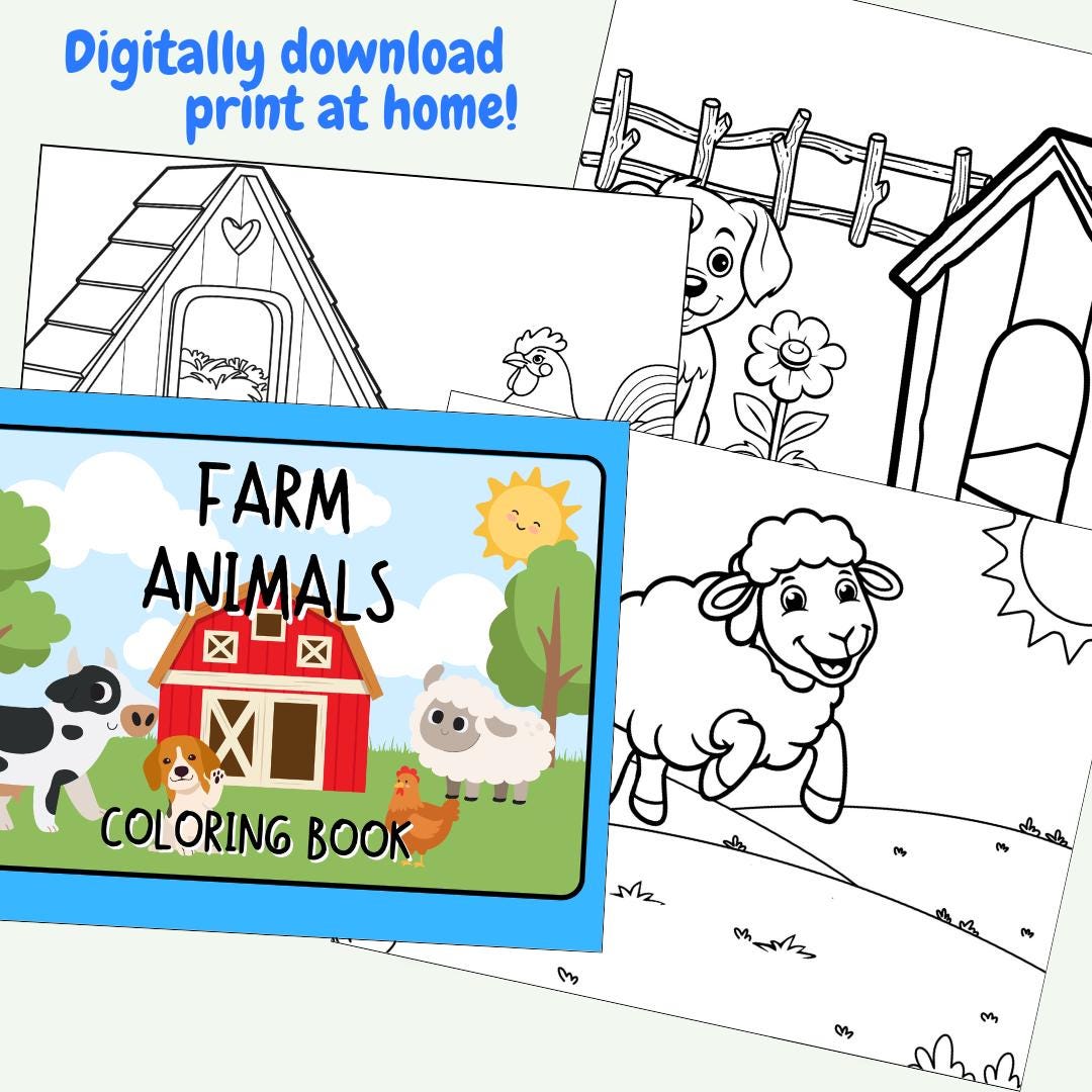 Farm Animals Coloring Book - Etsy
