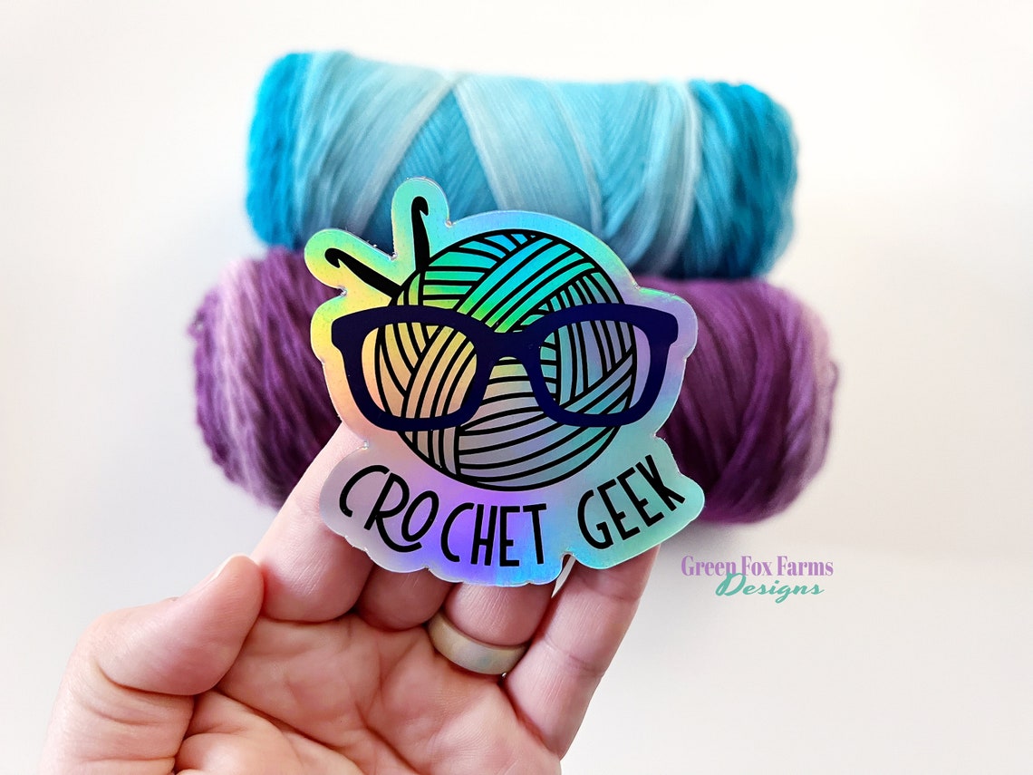 Crochet Geek Holographic Decal Waterproof Vinyl Crocheter | Etsy
