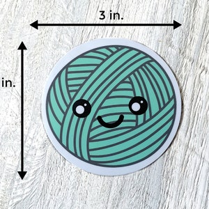 Yarn Ball Sticker Kawaii Yarn Decal, Knitter Gift, Laptop Sticker, Cute ...