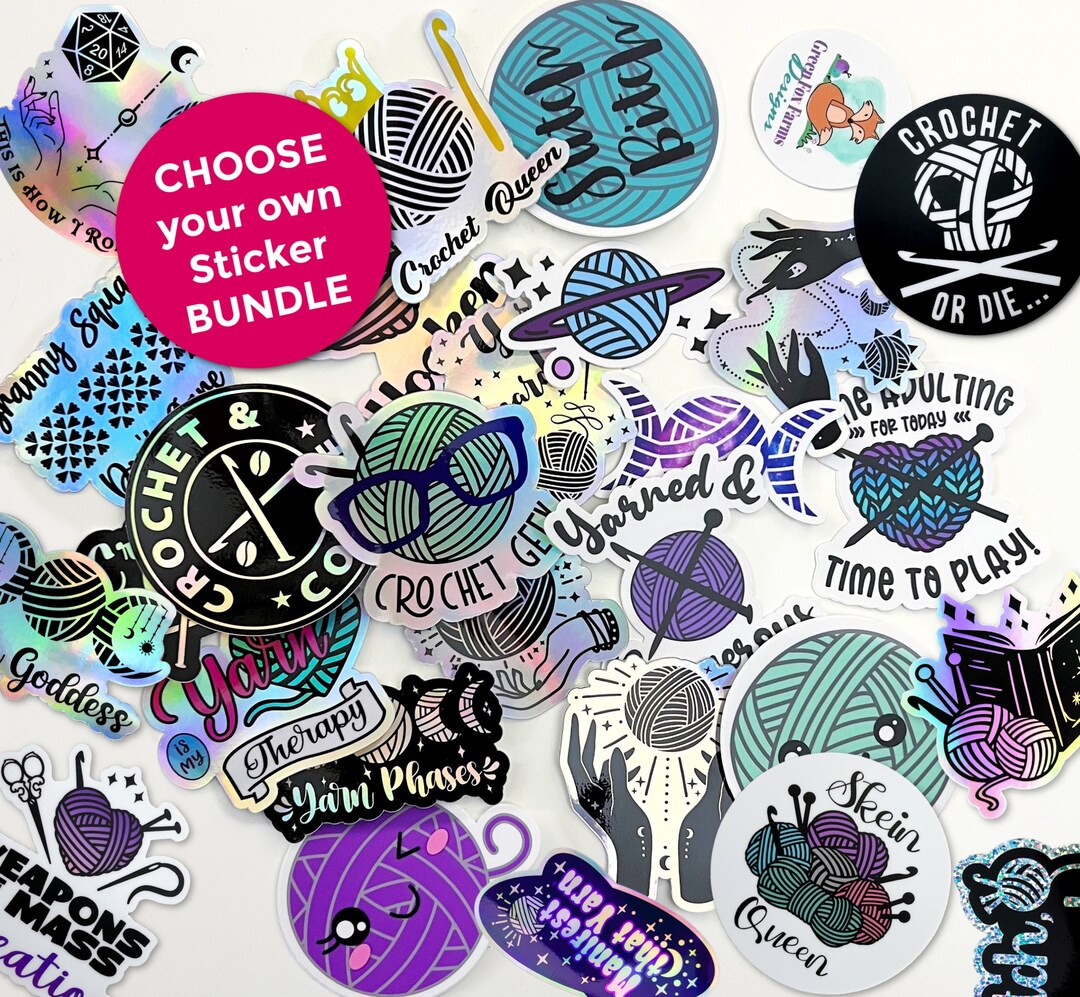 Custom Crochet Knitting Stickers: Holographic Vinyl Decals - Etsy