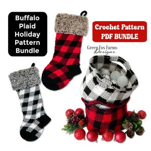 Buffalo Plaid Pattern Bundle, Crochet Pattern Set, Farmhouse Plaid ...