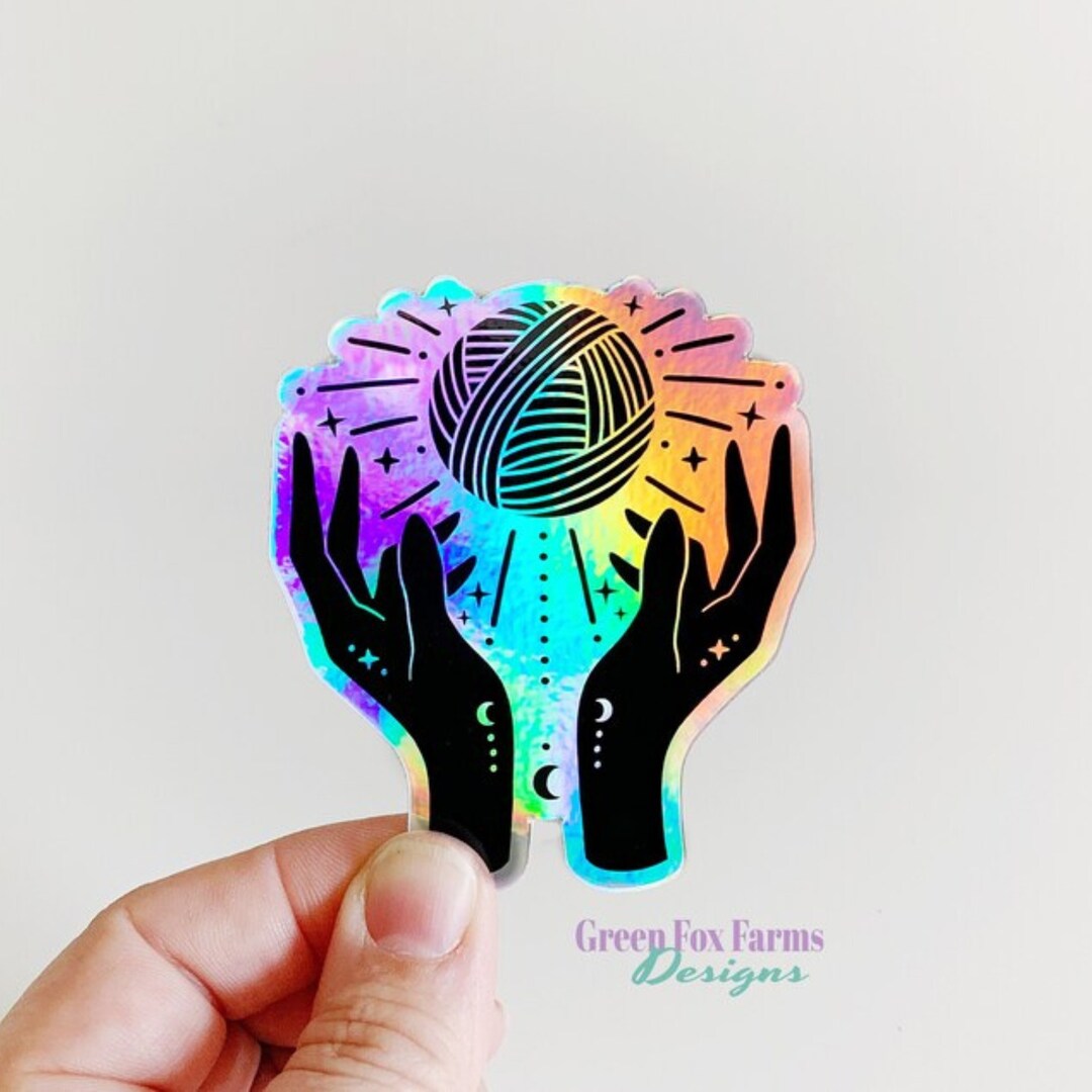 Yarn Aesthetic Decal, Holographic Sticker, Yarn Vinyl Decal, Knitting ...