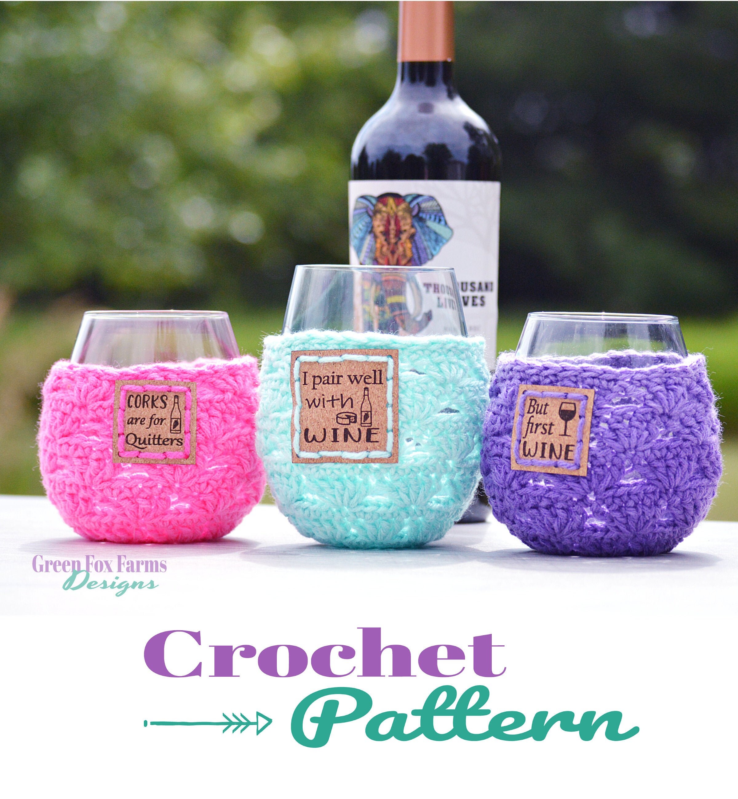 Wine Glass Cozy Crochet Pattern Wine Lovers Gift Sweet - Etsy