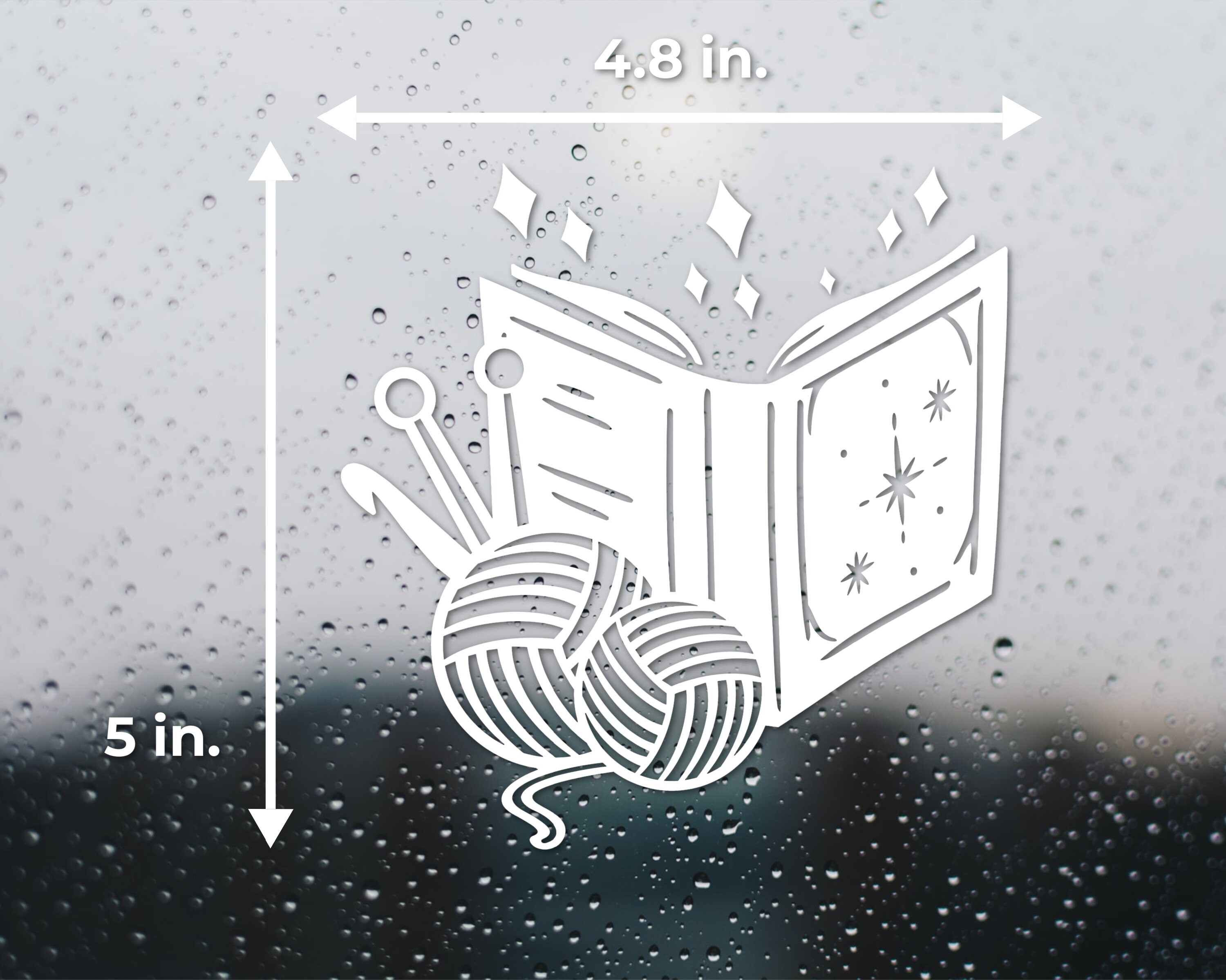 Books and Yarn Car Window Decal, Vehicle Sticker for Book Lover and ...