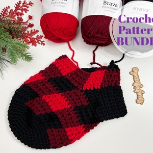 Buffalo Plaid Pattern Bundle, Crochet Pattern Set, Farmhouse Plaid ...