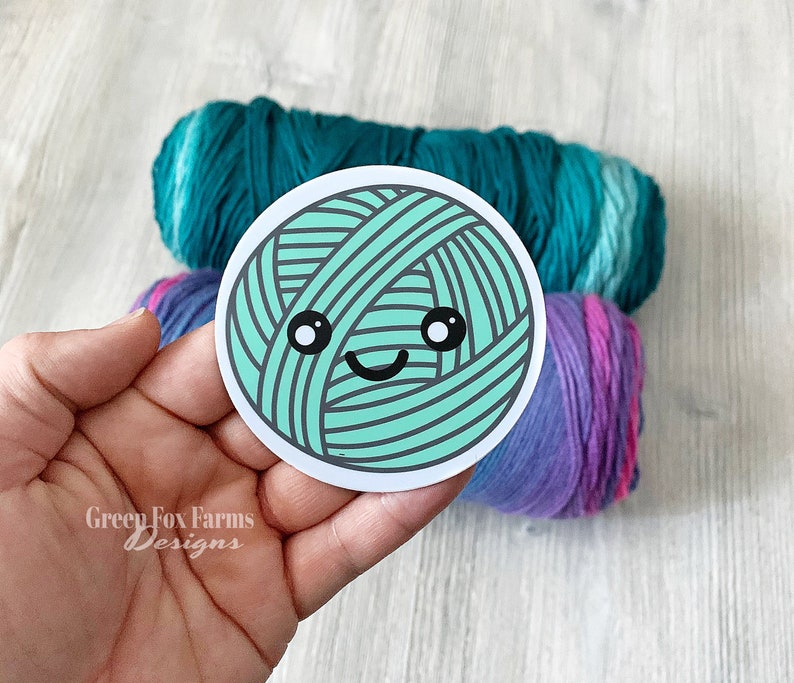 Yarn Ball Sticker Kawaii Yarn Decal, Knitter Gift, Laptop Sticker, Cute ...