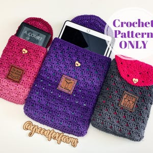 Padded Book Sleeve Crochet Pattern, Crochet iPad Sleeve, Book Cozy ...