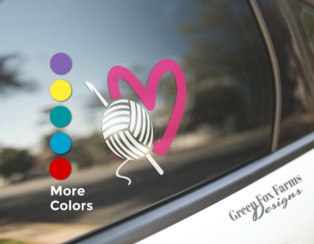 Yarn Love Car Decal Crochet Sticker, Custom Yarn Decal, Funny Knit ...