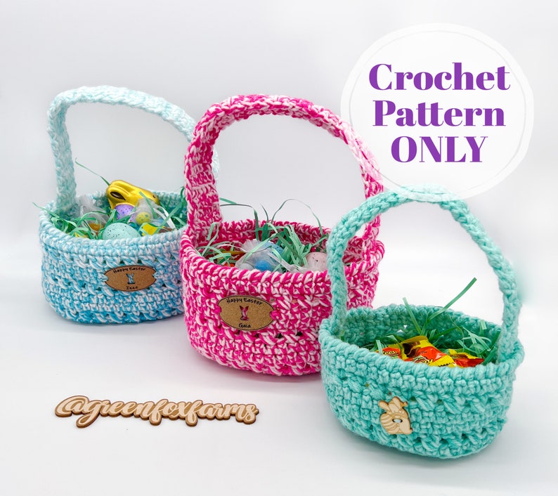 Easter Basket Crochet Pattern, Spring Home Decor, Easter Crocheted ...