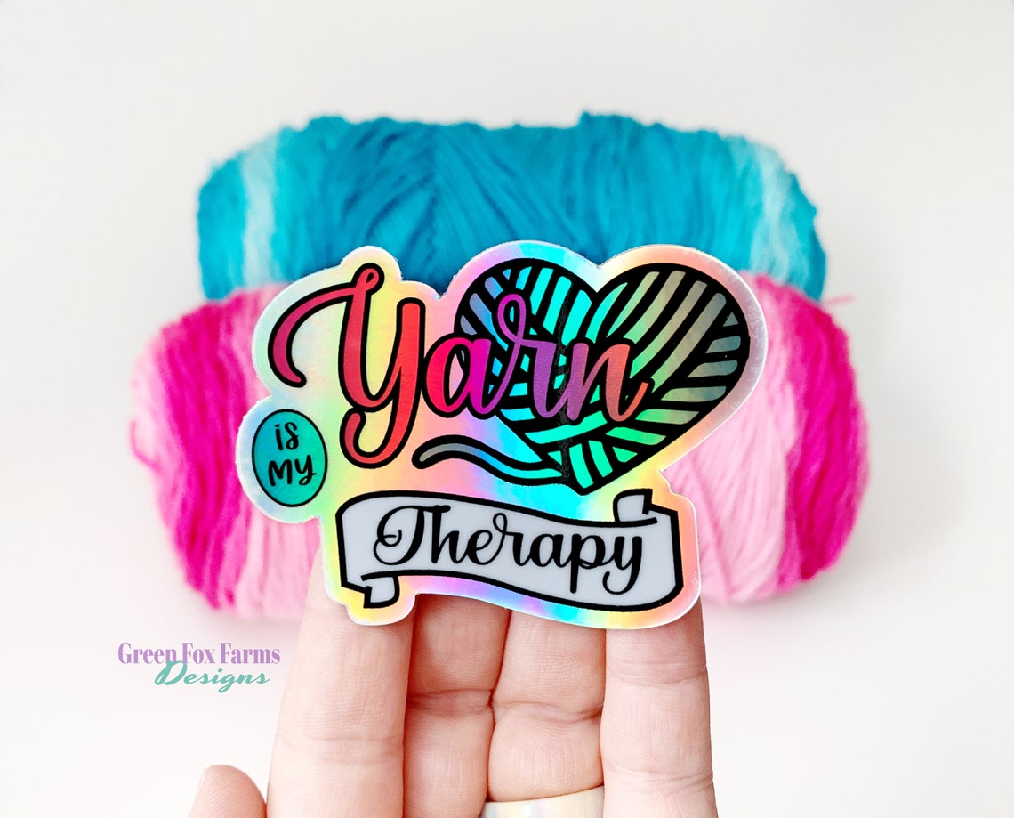 Yarn Therapy Decal Funny Yarn Sticker Holographic Decal | Etsy