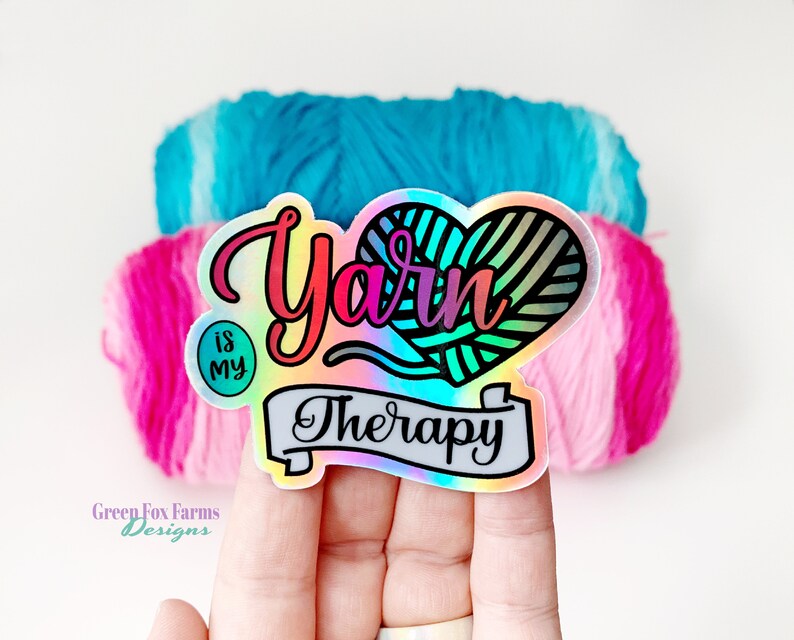 Yarn Therapy Decal Funny Yarn Sticker Holographic Decal - Etsy