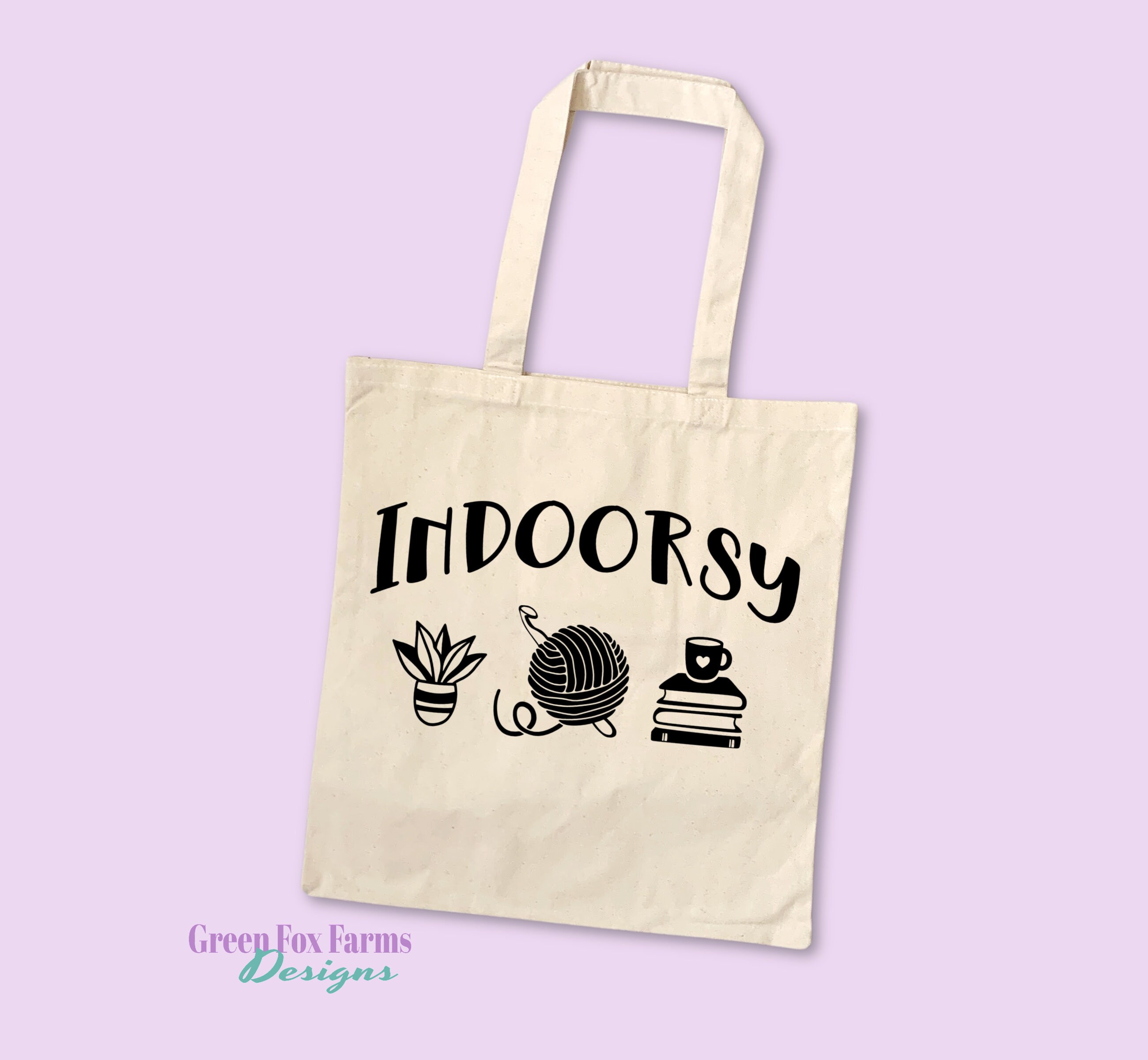 Indoorsy Crochet Project Bag, Custom Funny Tote Bag for Knitter or ...