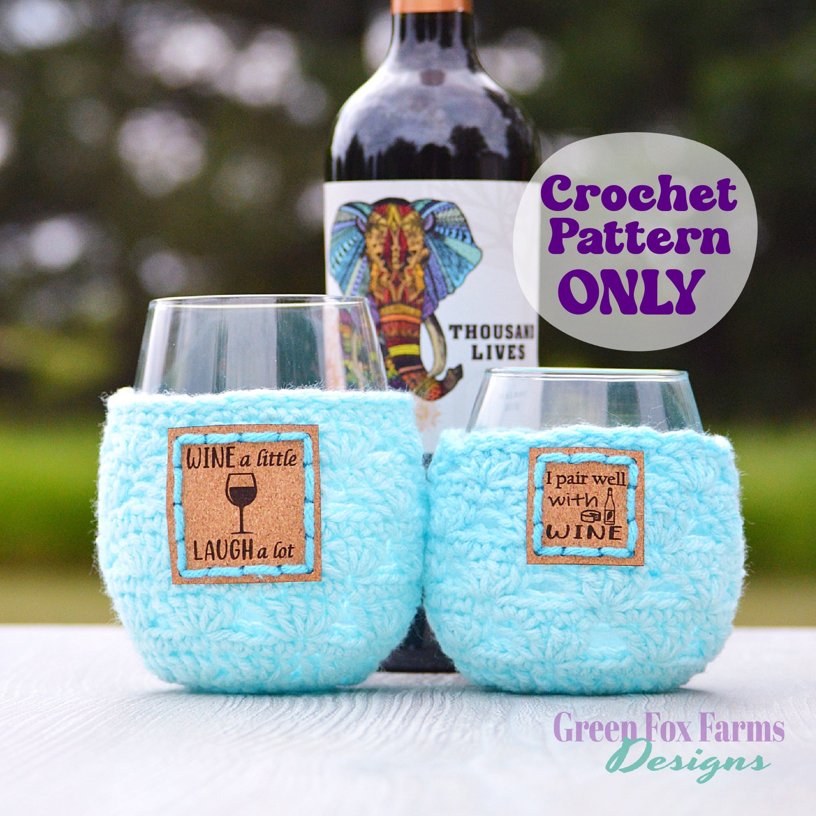 Wine Glass Cozy Crochet Pattern, Wine Lovers Gift, Sweet Stripes ...