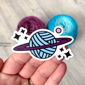 Planet Yarn Decal, Space Vinyl Sticker, Yarn Lovers Gift, Saturn Laptop ...
