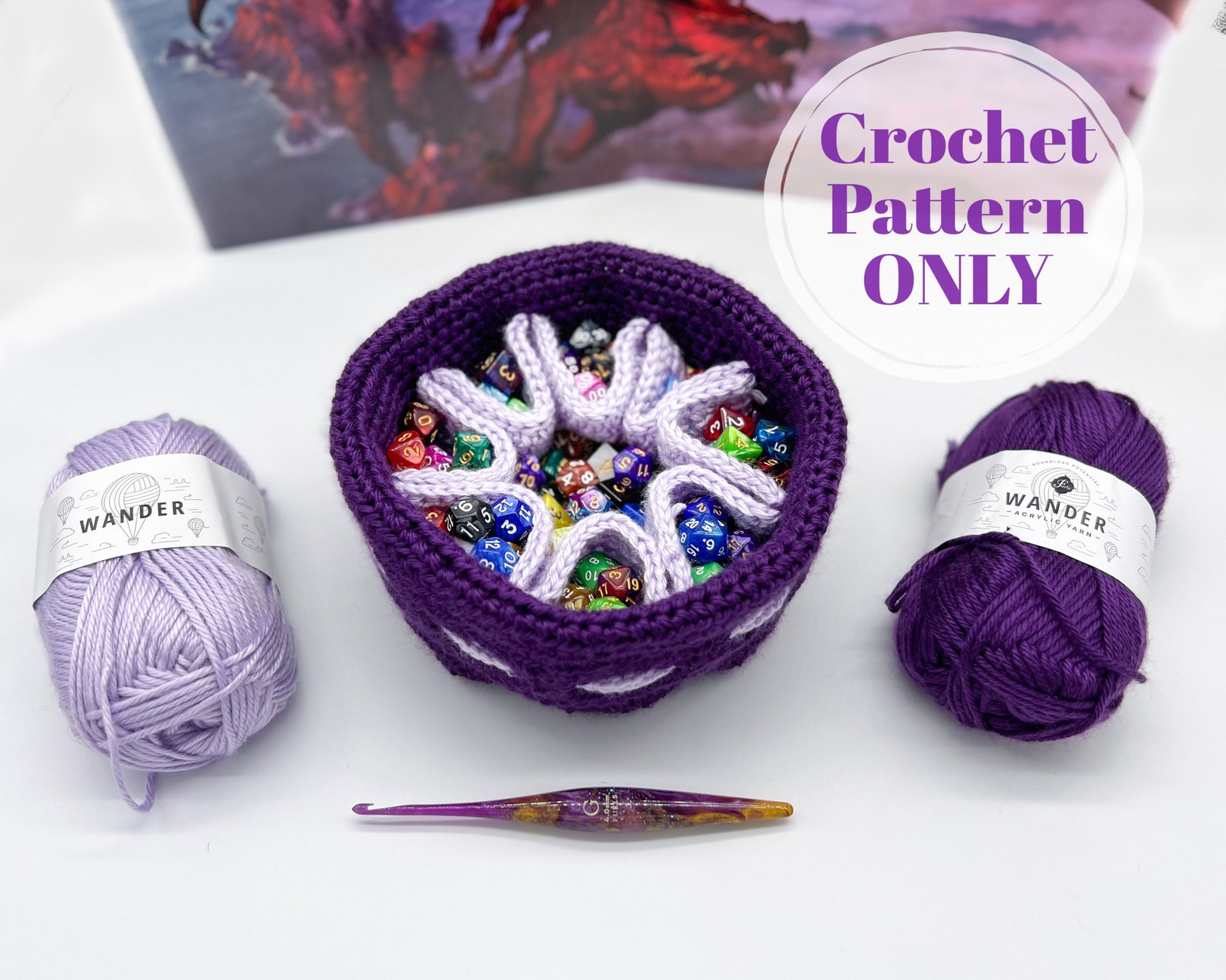 8 Pocket Dice Bag Crochet Pattern Dnd Dice Pouch With Multi - Etsy