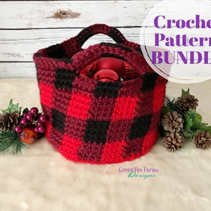 Buffalo Plaid Pattern Bundle, Crochet Pattern Set, Farmhouse Plaid ...