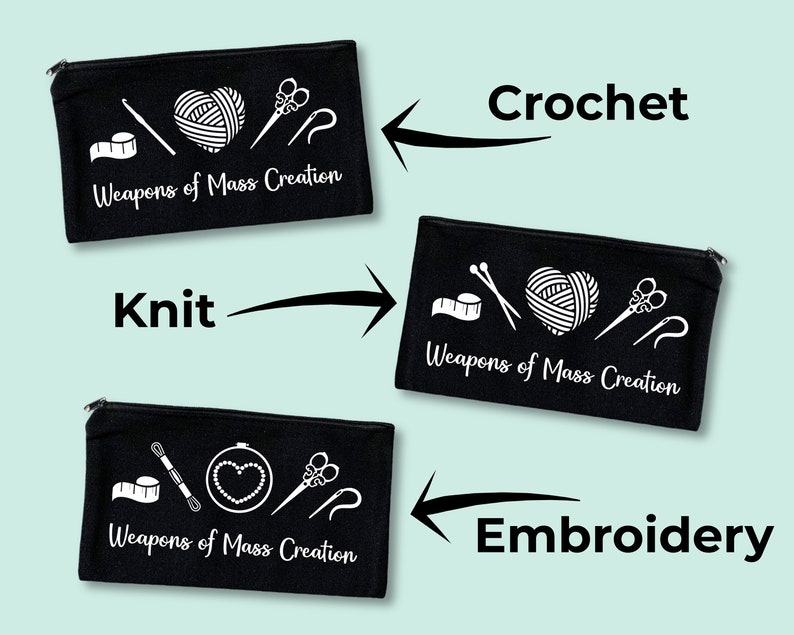 Crochet Hook Bag, Knitter Notions Case, Weapons of Mass Creation Zip ...
