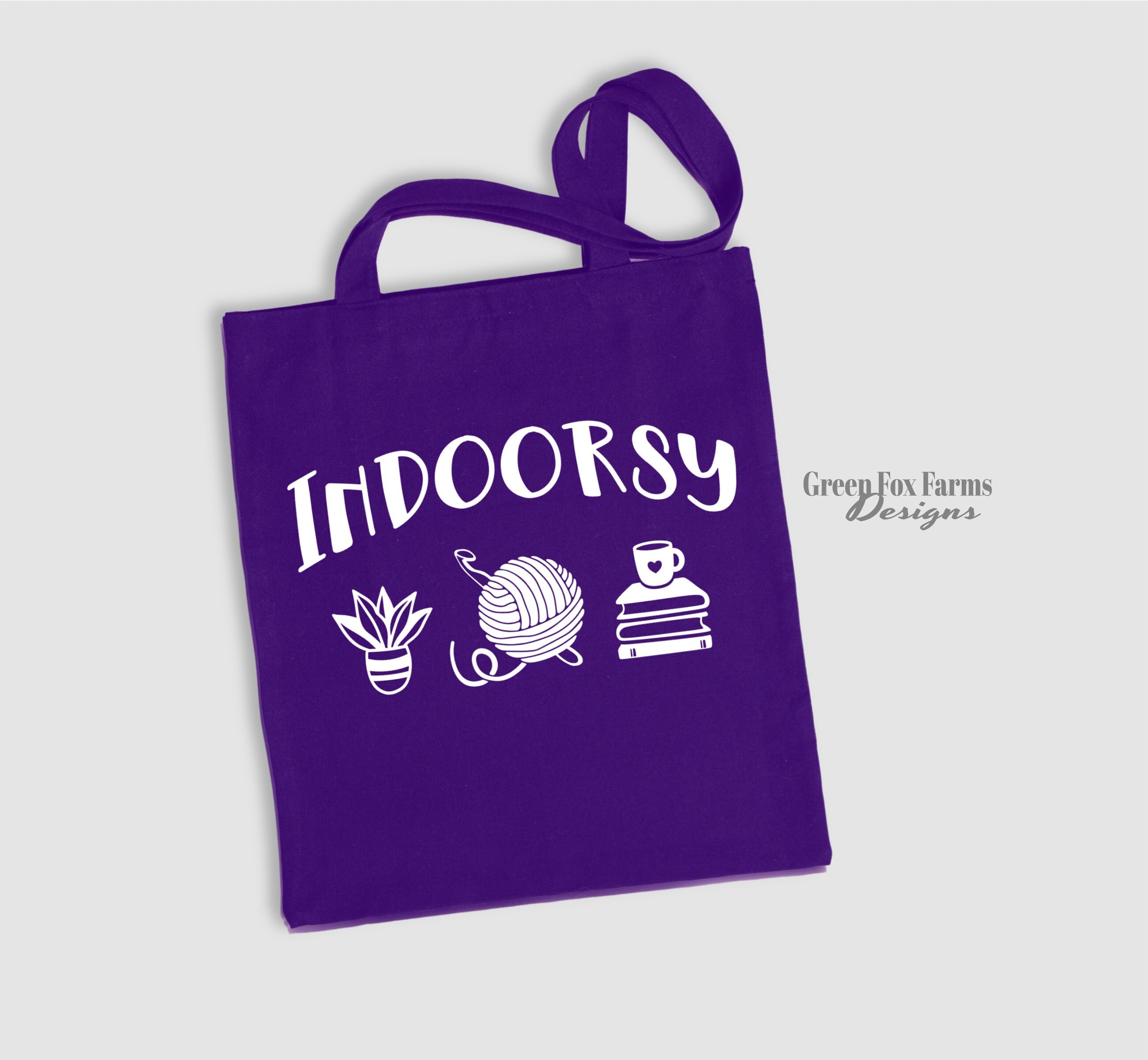 Indoorsy Crochet Project Bag, Custom Funny Tote Bag for Knitter or ...