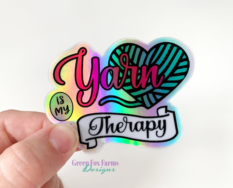 Yarn Therapy Decal Funny Yarn Sticker Holographic Decal - Etsy