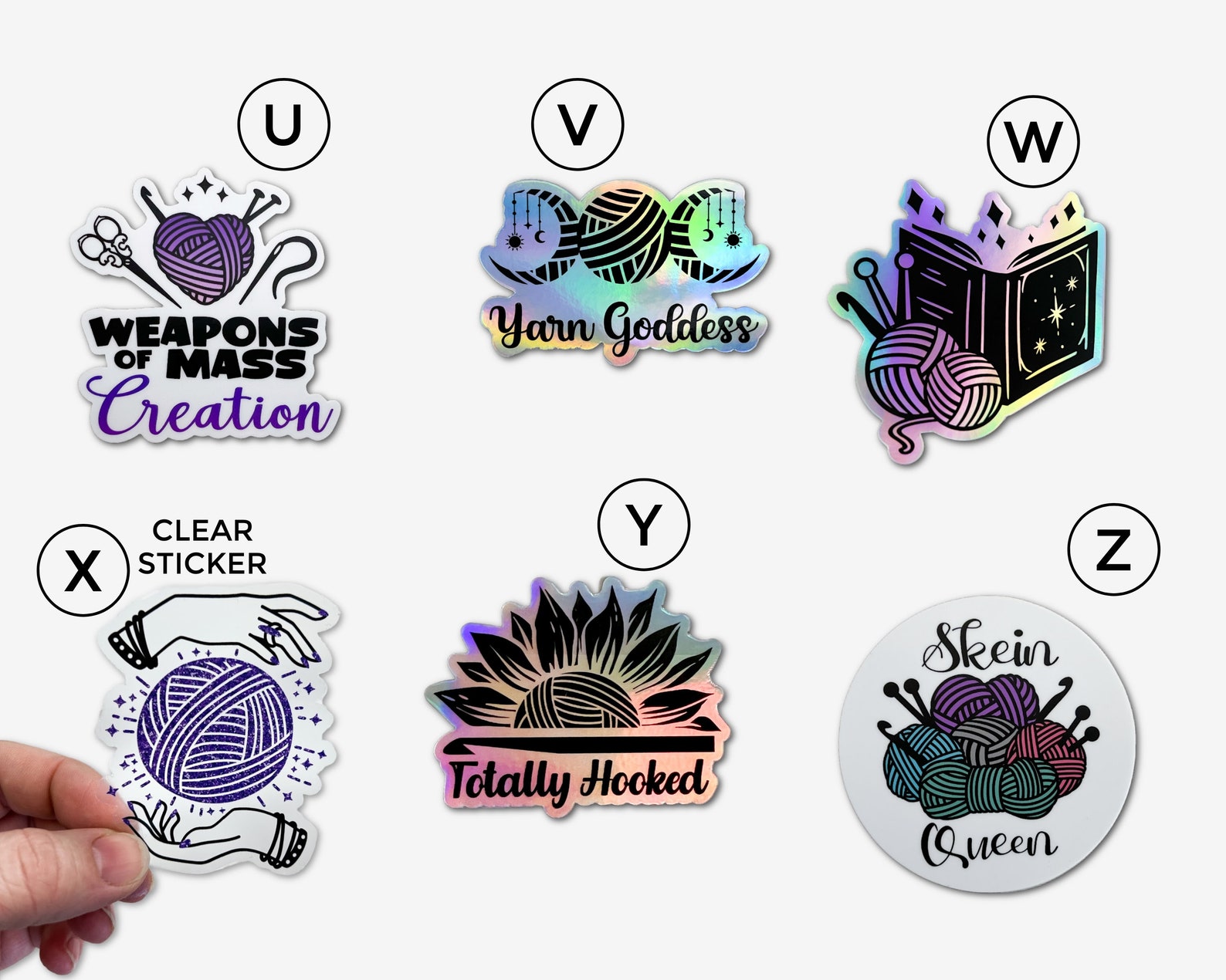 MEGA Crochet Sticker Set Custom Knitting Sticker Pack Pick - Etsy