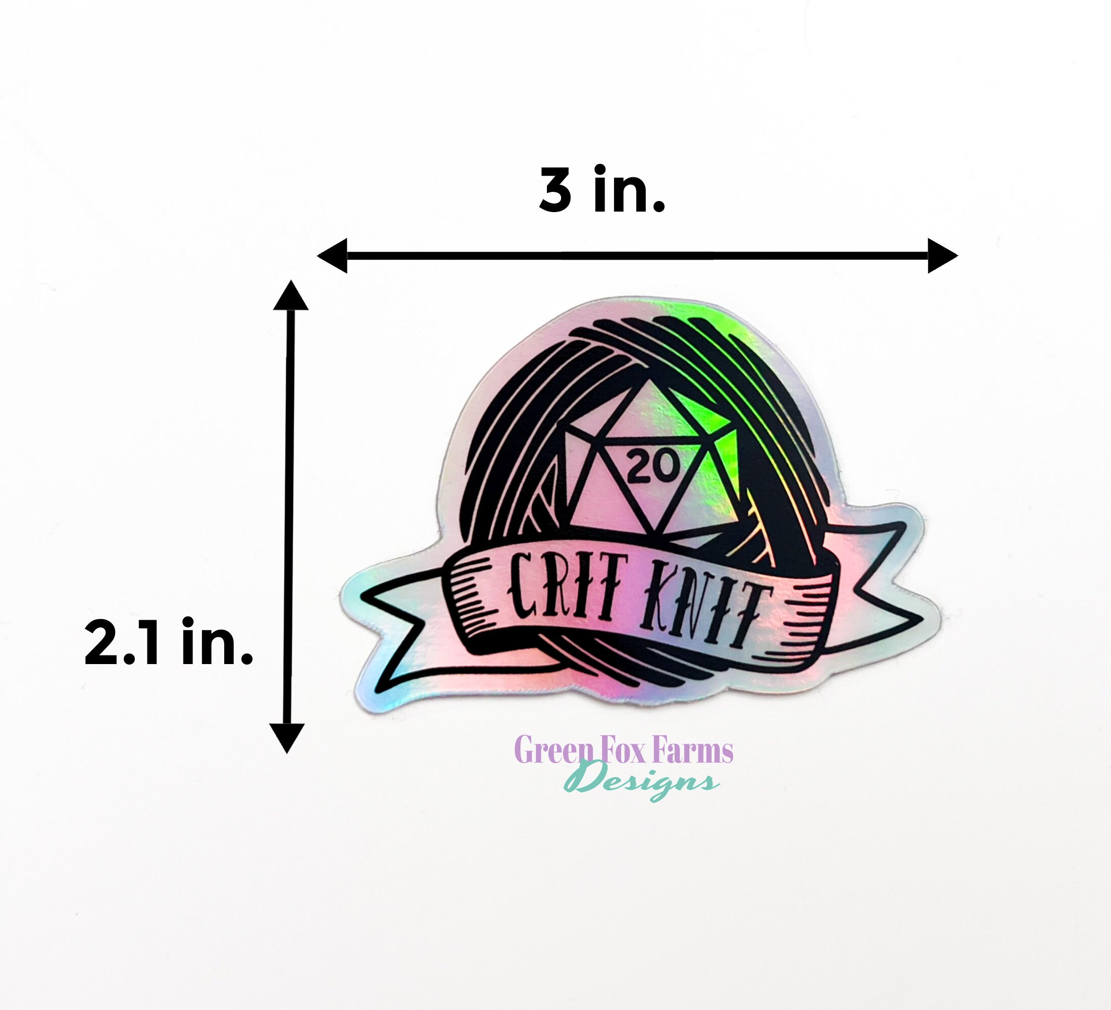 Crit Knit Holographic Sticker, Funny Dice Lover Sticker With Yarn ...