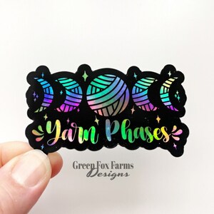 Yarn Phases Decal Holographic Sticker, Yarn Galaxy Decal, Nerdy Laptop ...
