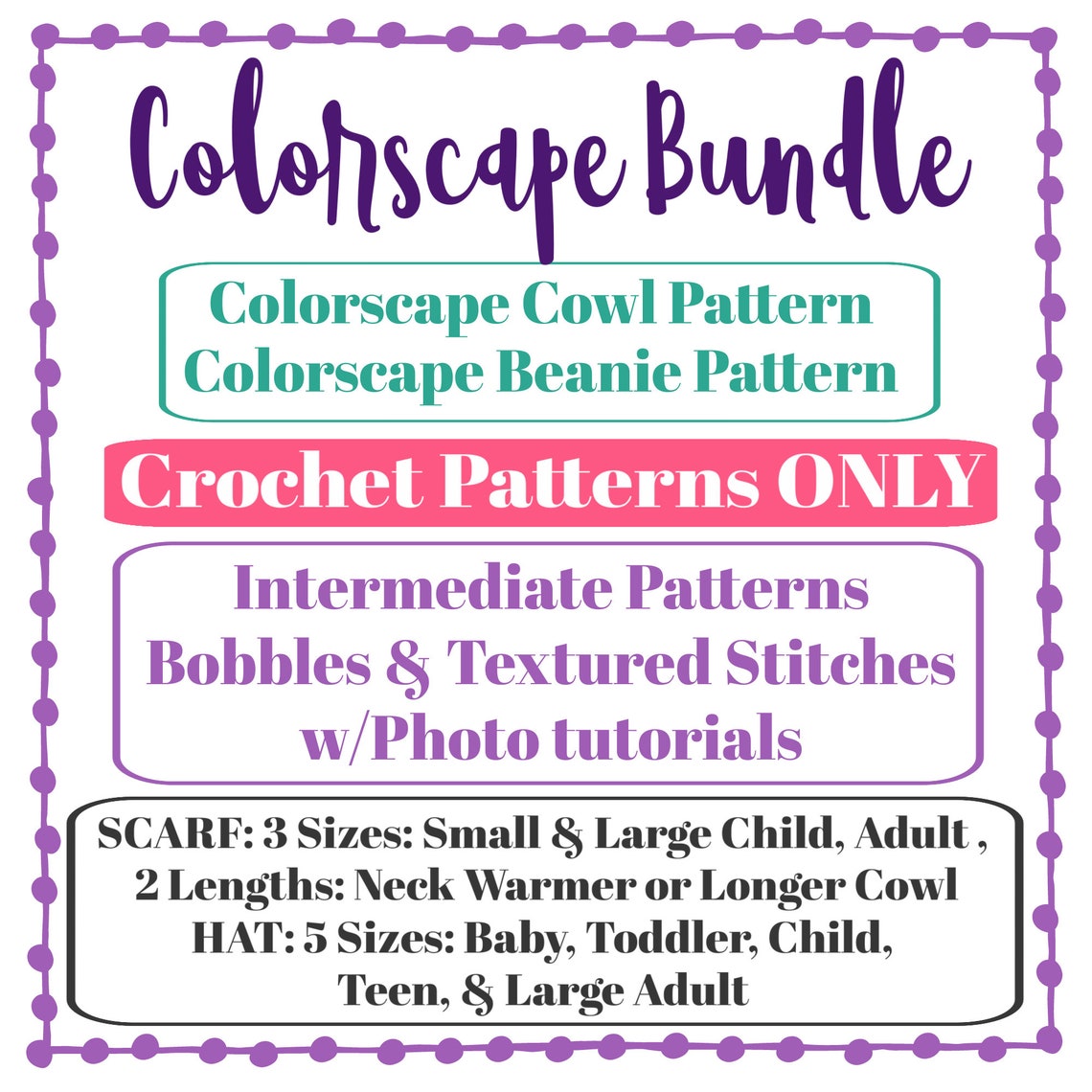 Pattern Bundle, Chunky Hat and Cowl, Colorscape Cowl and Hat Set ...