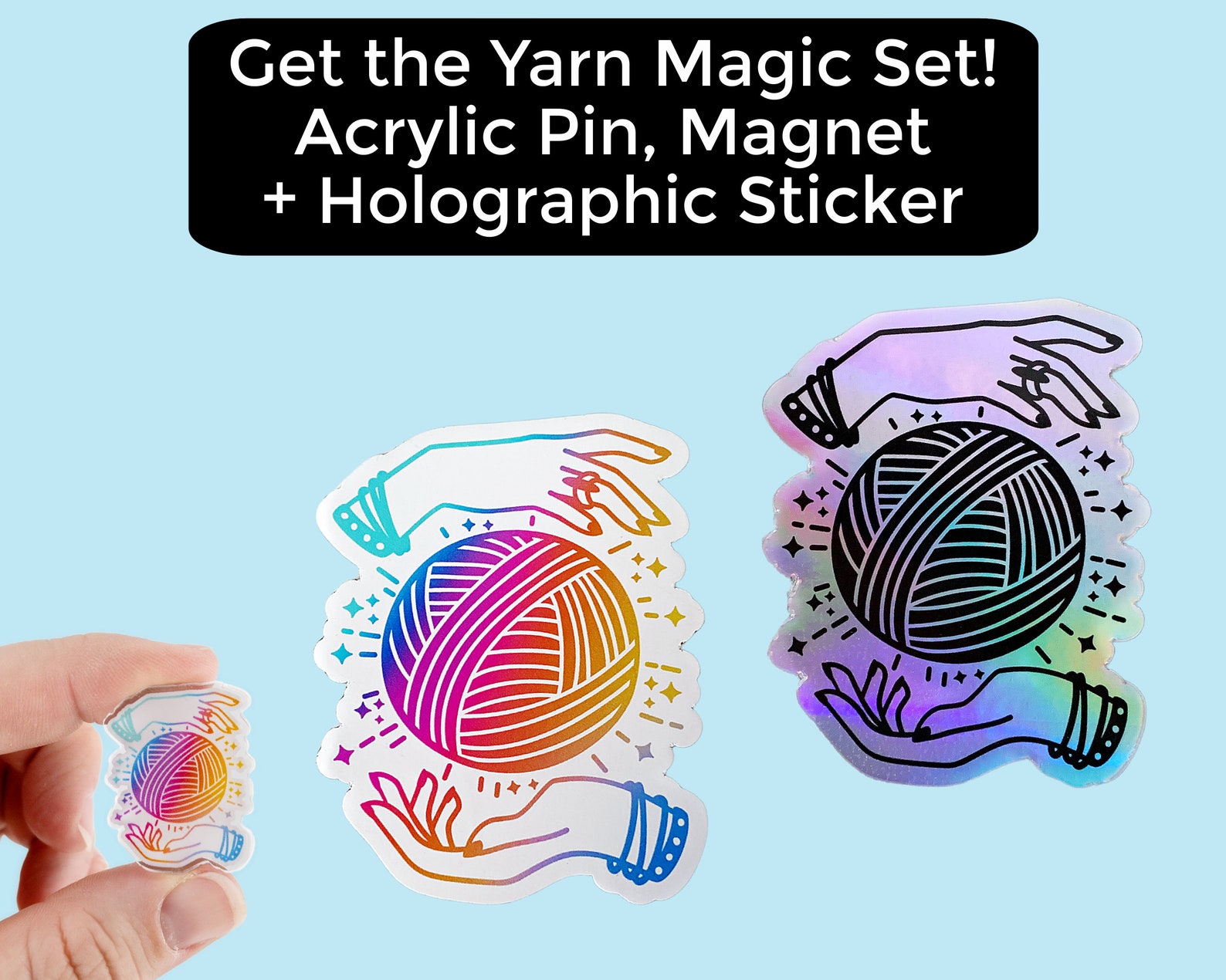 Yarn Magic Sticker, Holographic Decal, Knitting Sticker, Cute Yarn ...