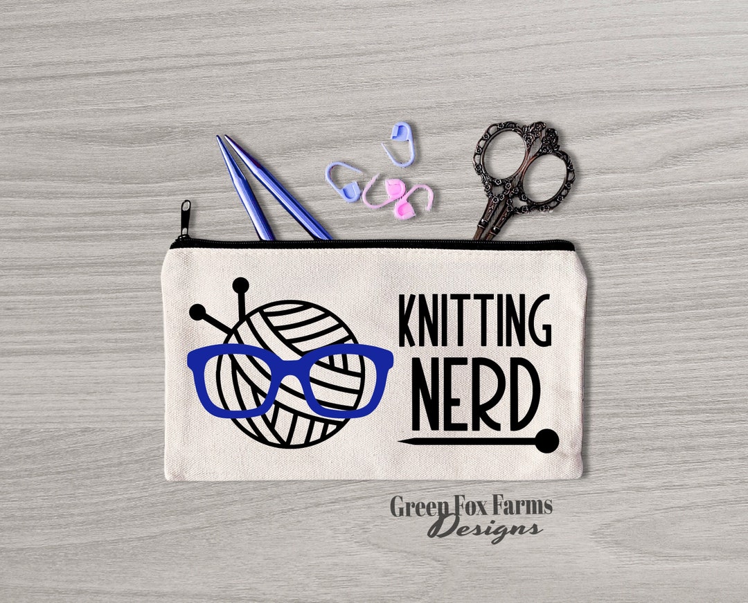 Knitting Nerd Needle Storage Bag, Funny Crochet Hook Case, Knitting ...