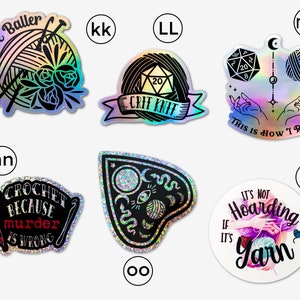 CUSTOM Sticker Set, Yarn Lover Gift, Holographic Decal, Aesthetic ...