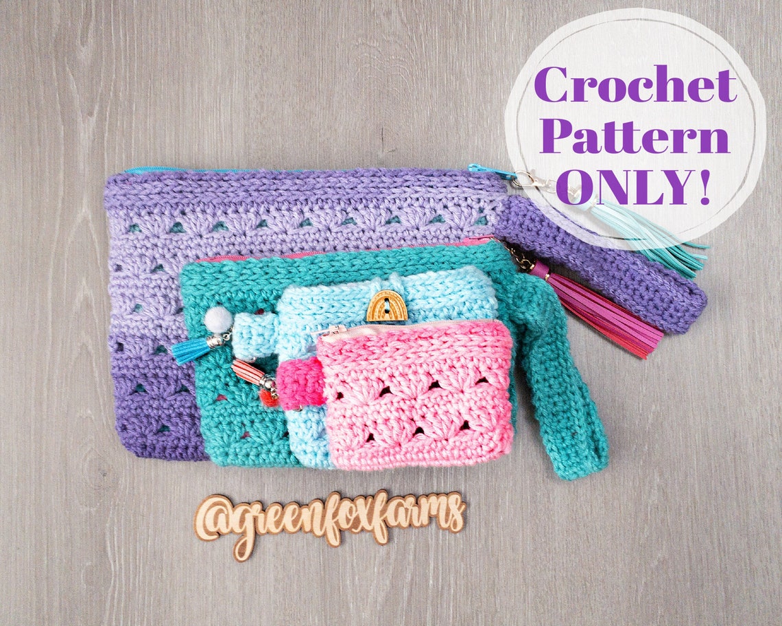 Zipper Pouch Crochet Pattern 4 Sizes Zippered Crochet Bag | Etsy