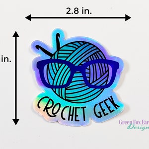 Crochet Geek Holographic Decal Waterproof Vinyl Crocheter - Etsy