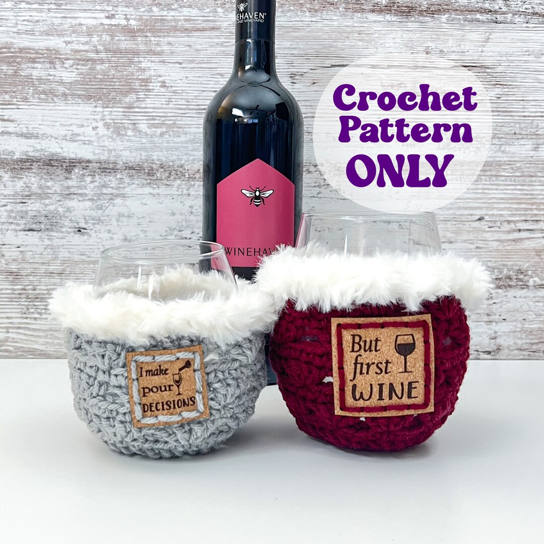 PDF Wine Glass Cozy Crochet Pattern. Wine Lovers Gift, Christmas ...