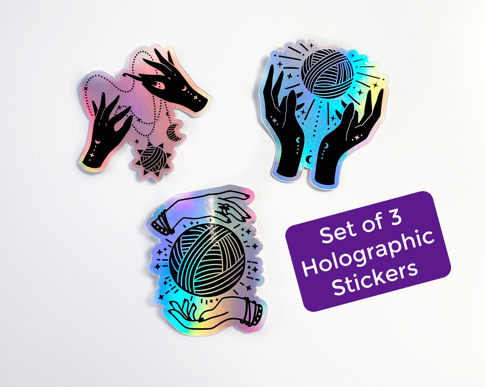 Aesthetic Sticker Set, Yarn Magic Decal Set of 3 Vinyl Stickers ...