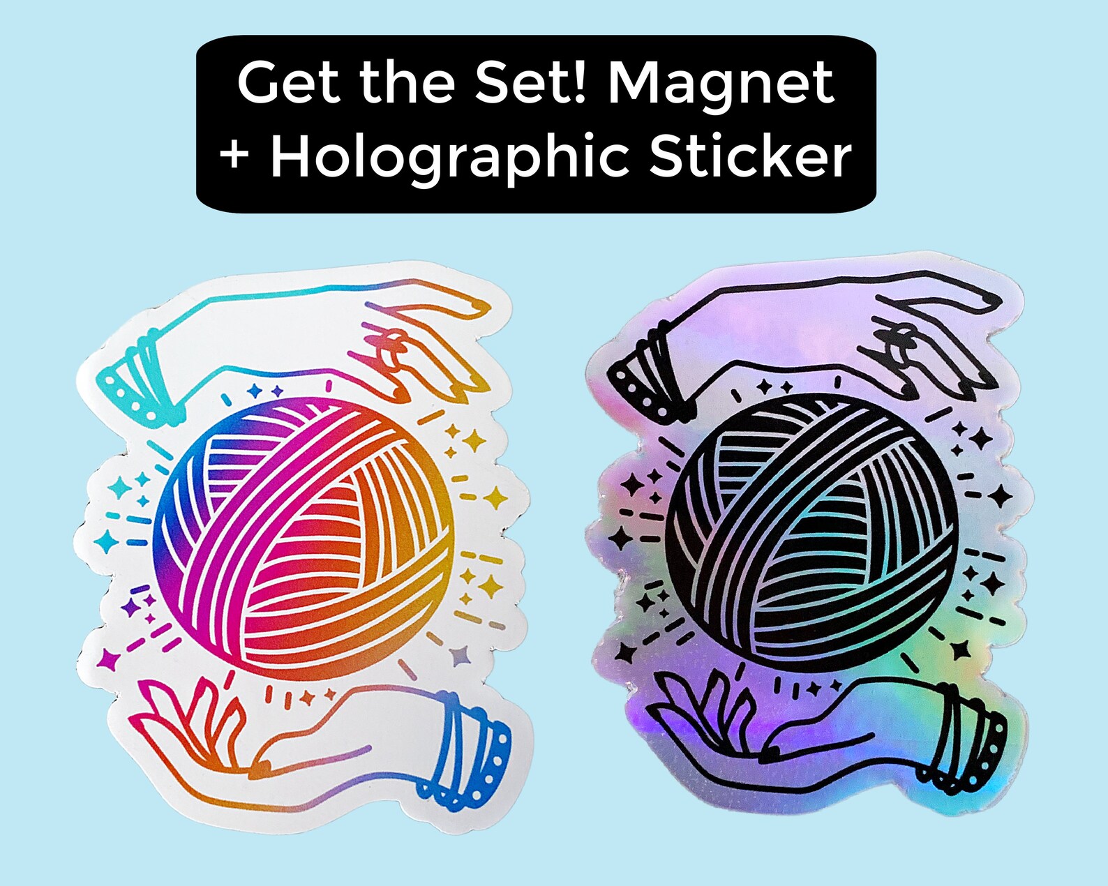 Yarn Magic Sticker, Holographic Decal, Knitting Sticker, Cute Yarn ...