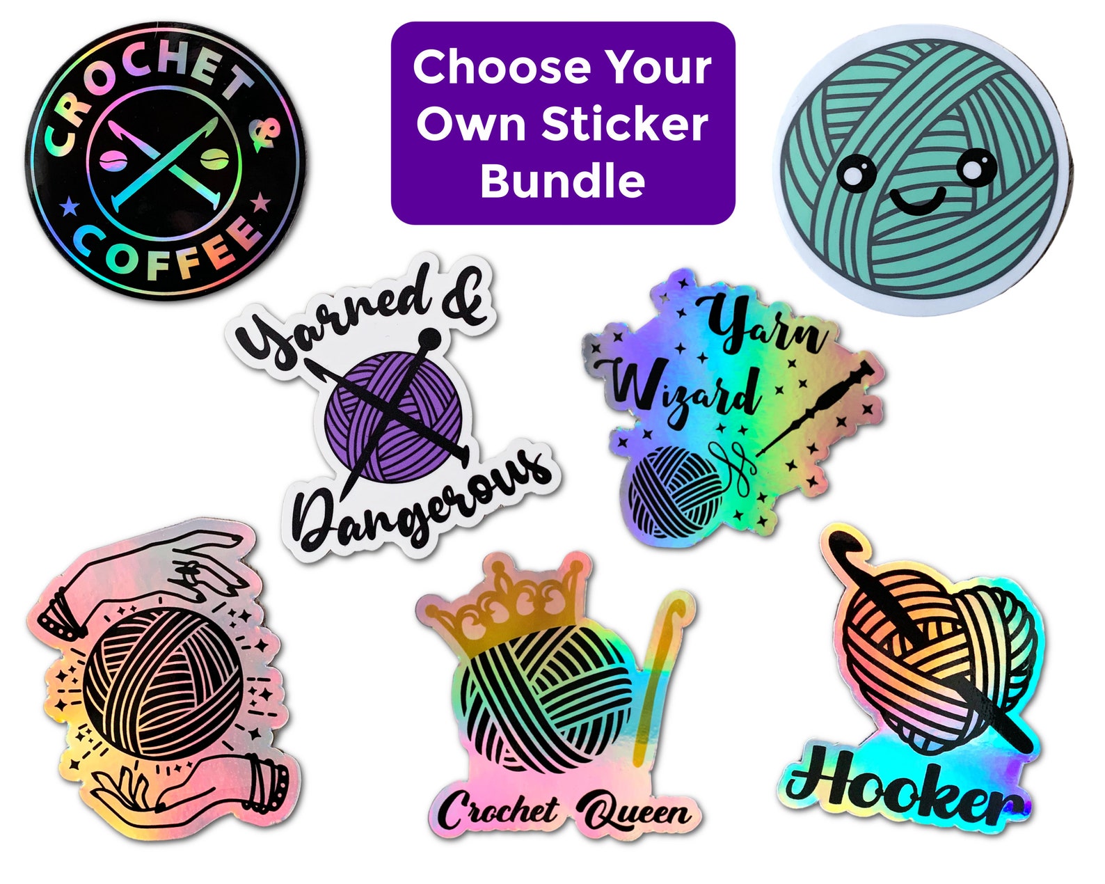 PERSONALIZED Yarn Sticker Bundle for Yarn Lover Gift & Crochet or ...