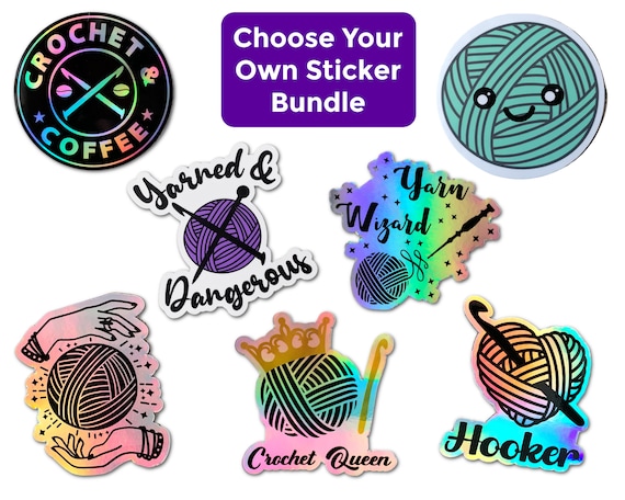 CUSTOM Sticker Set Yarn Lover Gift Holographic Decal | Etsy