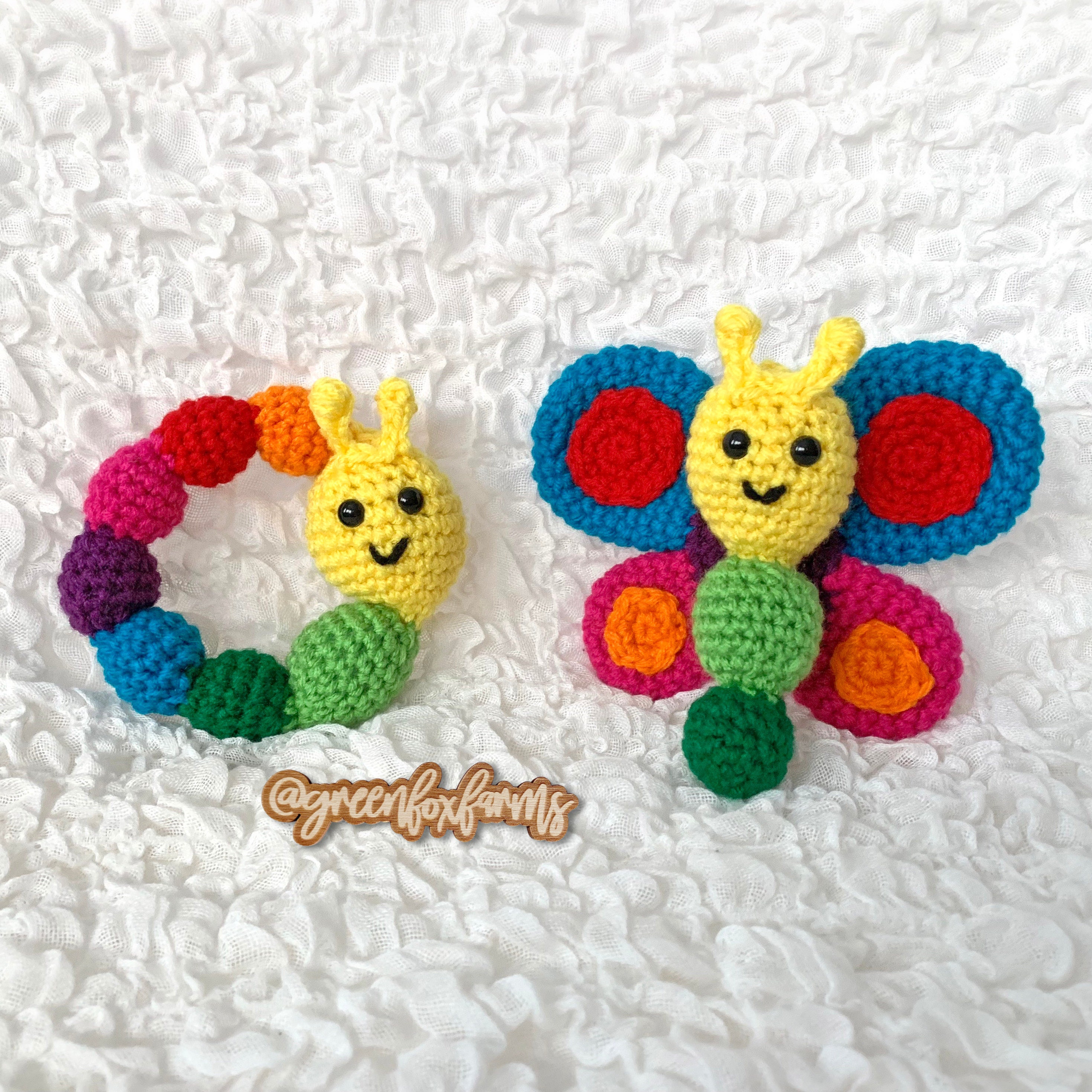 Butterfly Amigurumi Crochet Pattern, Caterpillar Rattle, Rainbow Baby ...