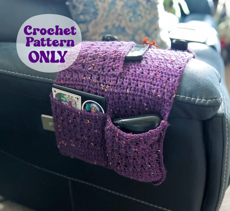 Couch Caddy Crochet Pattern, Sofa Organizer. Pocket Remote Holder ...
