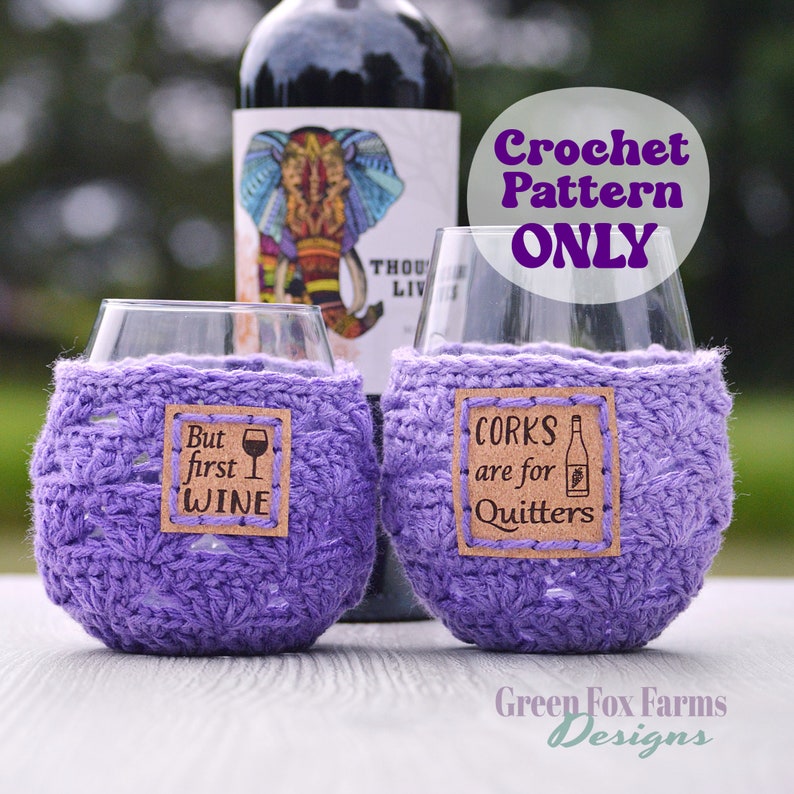 Wine Glass Cozy Crochet Pattern, Wine Lovers Gift, Sweet Stripes ...