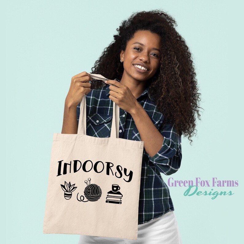 Indoorsy Crochet Project Bag, Custom Funny Tote Bag for Knitter or ...