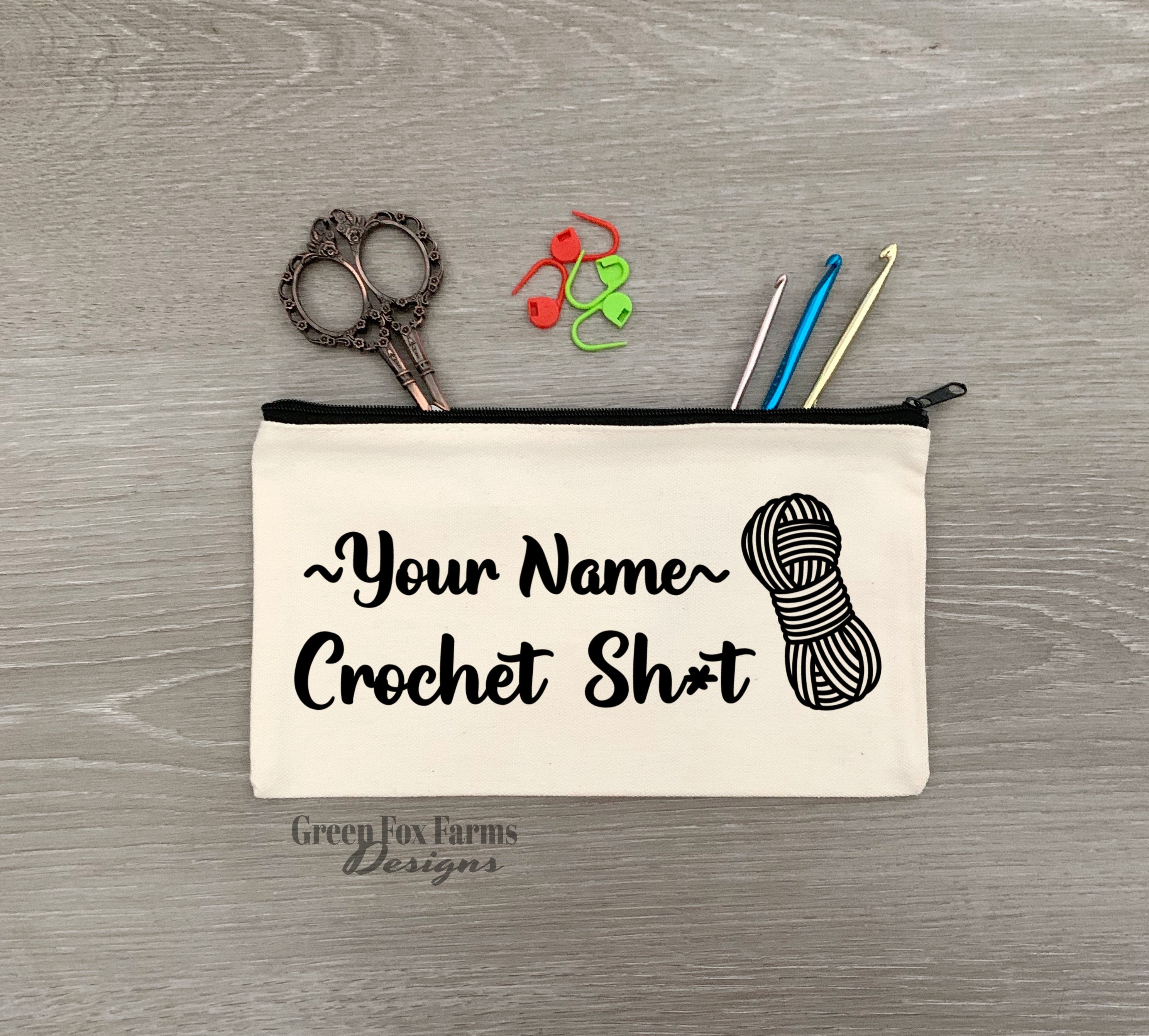 Personalized Pouch Crochet Hook Zip Bag Custom Zipper Pouch | Etsy