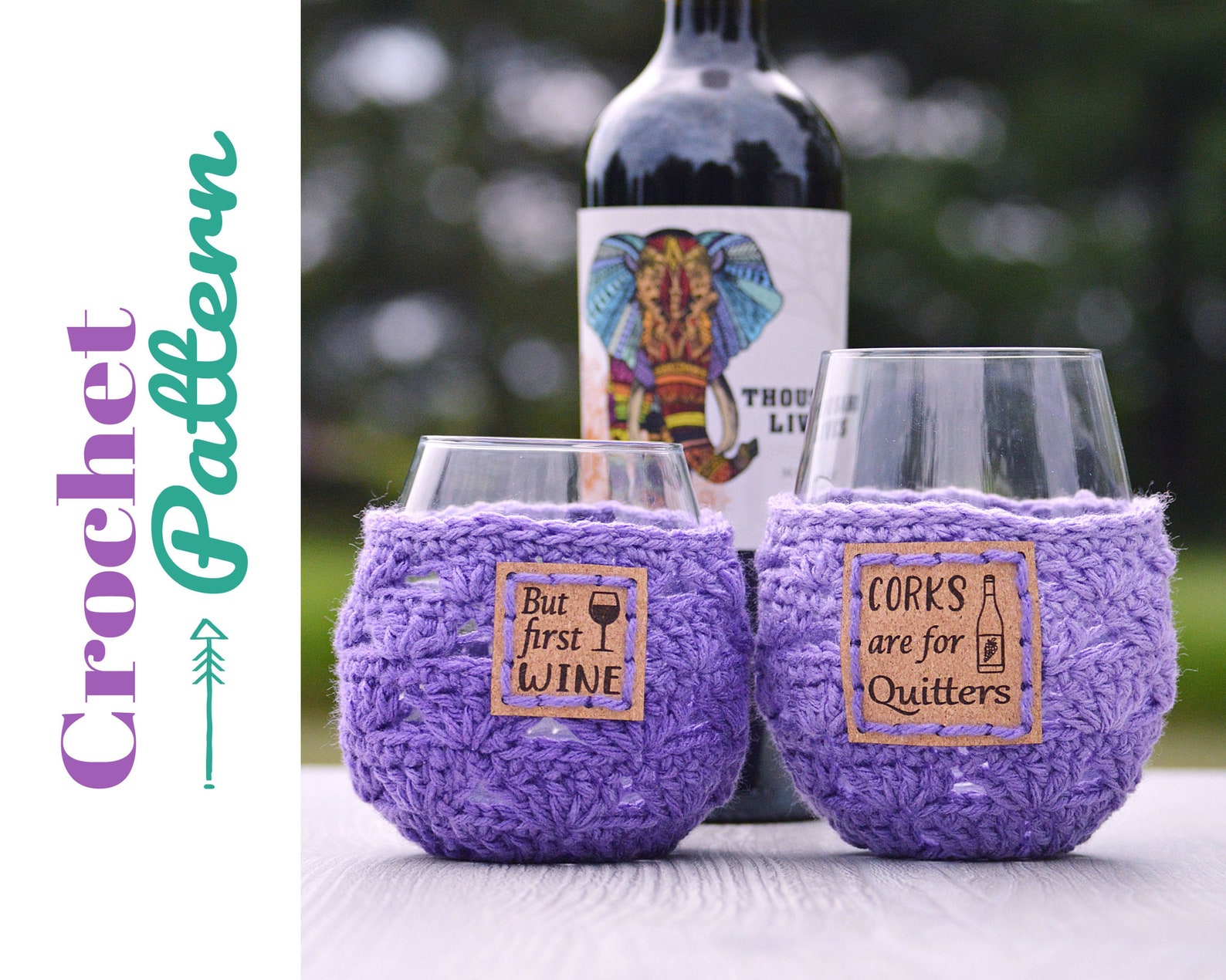 Wine Glass Cozy Crochet Pattern Wine Lovers Gift Sweet - Etsy